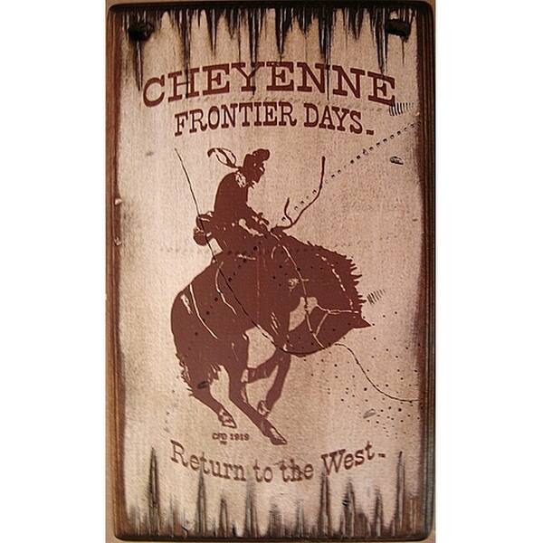 Cowboy Signs Wood Wall Hanging Cheyenne Frontier West White - Bed Bath ...