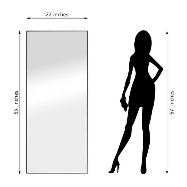 64x21 Inch Rectangular Full Length Mirror,Aluminum Alloy Frame Floor ...