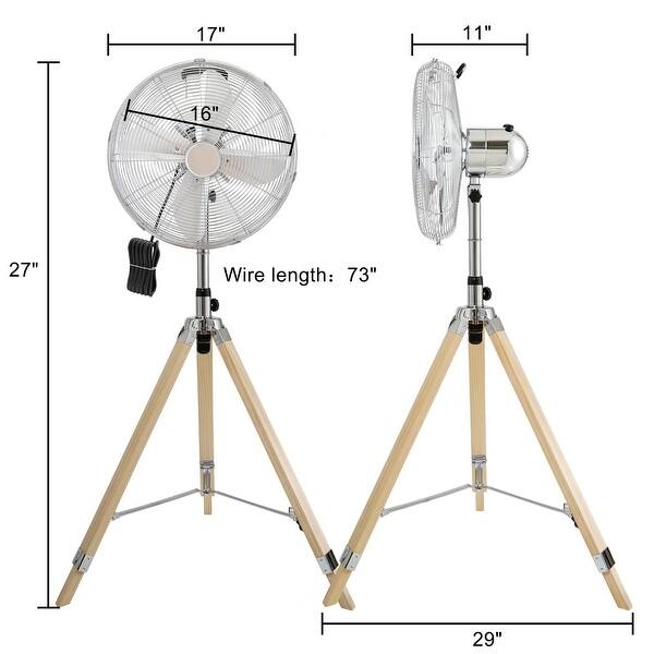 Artist Tripod Pedestal Fan, Industrial Quiet Standing Fan with 3 Speeds ...