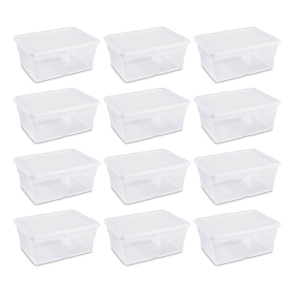 Sterilite 16 Quart Clear Plastic Stacking Storage Container Box 12