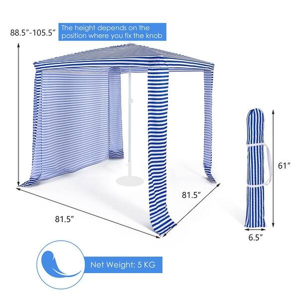 Foldable Beach Cabana Easy-Set up Beach Canopy W/ Carry Bag Navy/Blue ...
