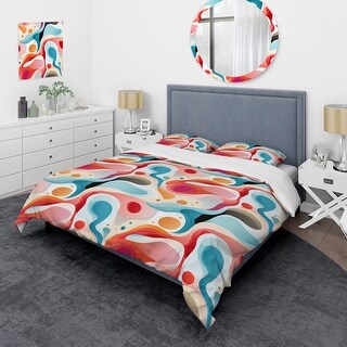 Designart "Multicolor Abstract Neutrality Wave" Modern Bed Cover Set ...