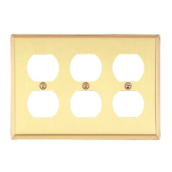 Switchplate Bright Solid Brass Triple Outlet Renovators Supply - Bed ...