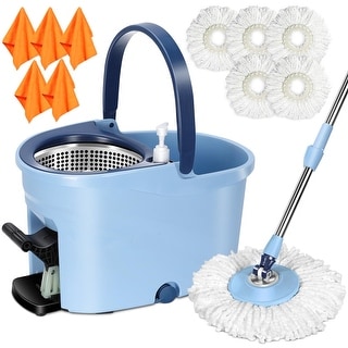 Spin Mop and Bucket with Wringer Set,Easy Wring Floor Cleaning System ...