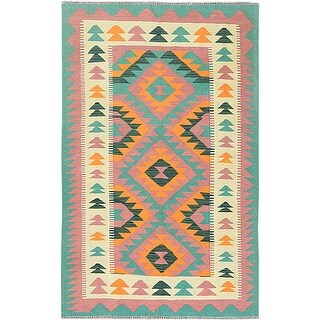 Shahbanu Rugs Colorful Hand Woven Afghan Kilim Geometric Design ...