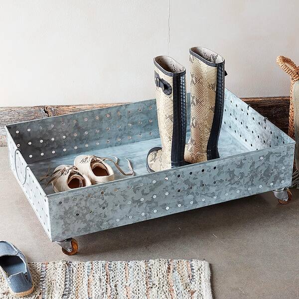 Hole Punched Galvanized Steel Rolling Boot Tray - Bed Bath & Beyond ...
