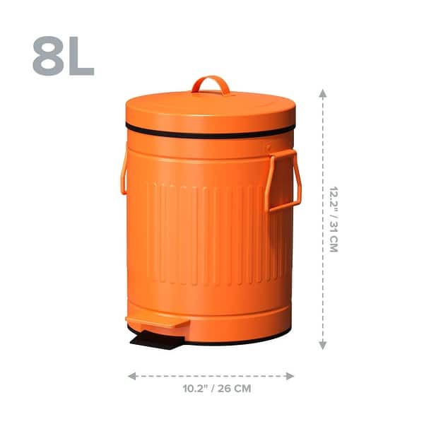 Retro Trash Can with Lid - 8L/2.1Gal Step Trash Can w/ Soft Closing Lid ...
