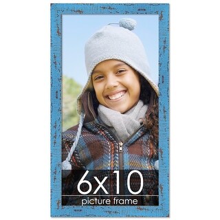 6x10 Shabby Chic / Farmhouse Blue Wood Picture Frame - UV Acrylic, Foam ...