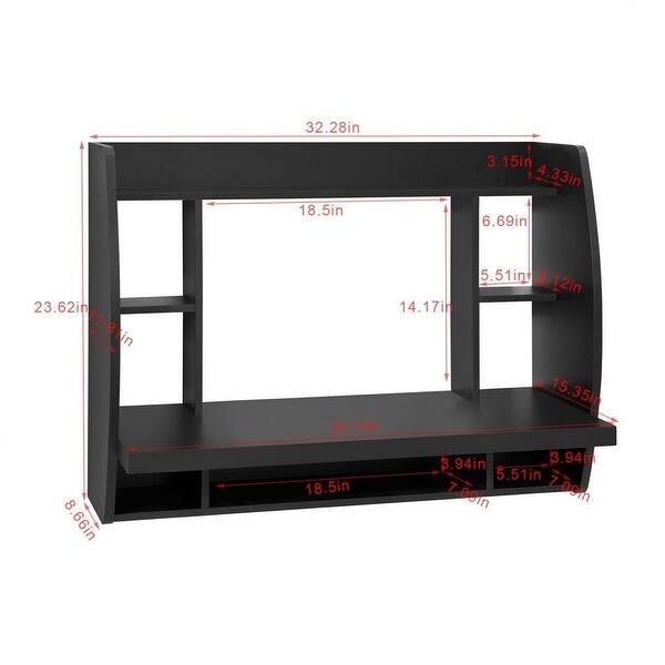 Wall Mounted Desk With Storage Shelves Home Computer Table Floating ...