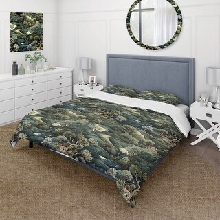 Designart "Forest Woods Moody Patterns I" Floral Bedding Cover Set With ...