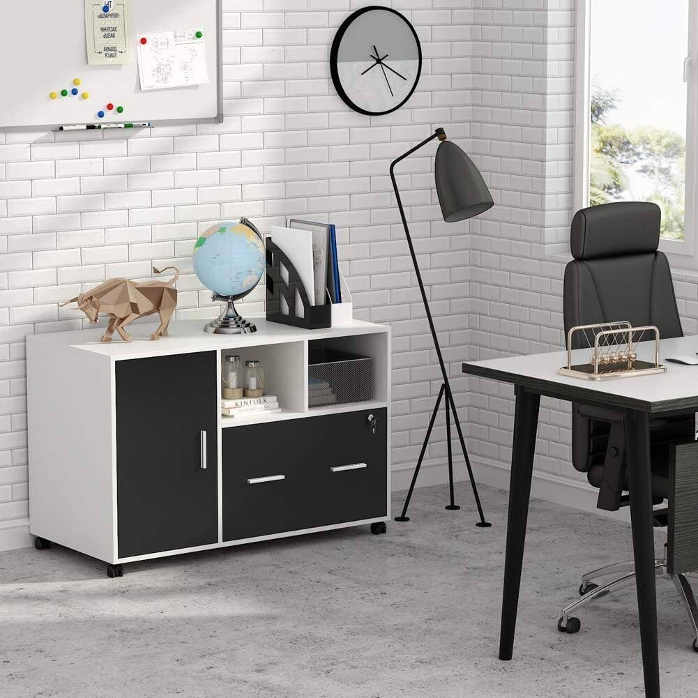 Lateral Mobile File Cabinet with Drawer and Shelves - Overstock - 32662706