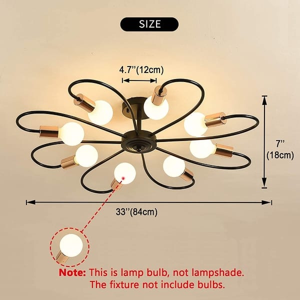 8 light modern semi flush ceiling light sputnik metal ceiling lighting ...