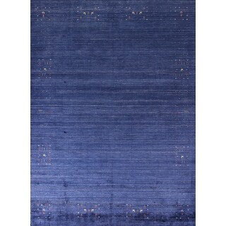 Blue Gabbeh Indian Area Rug Handmade Silk Carpet - 8'9" x 11'6" - Bed ...