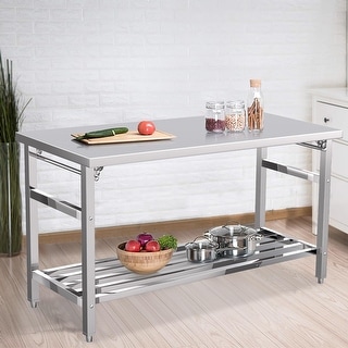 Stainless Steel Work Table, Folding Heavy Duty Food Prep Worktable for ...
