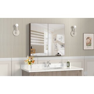 32x28 Medicine Cabinet with Mirror, Wall Mounted Bathroom Mirror with ...