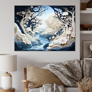 Designart "White And Blue River Collage" River Wall Art Decor - Bed ...