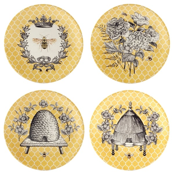Certified International French Bees Set of 4 Salad Plates - 9" Diam x 1 ...