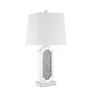 Noralie Table Lamp Desk Lamp with Mirrored Base & Square Fabric Shade ...