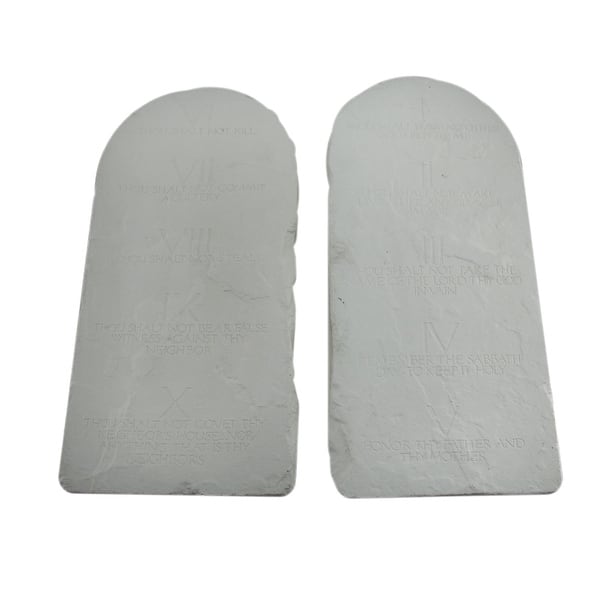 Ten Commandments Stone Tablet Wall Hangings Gray Stone Finish - Bed ...