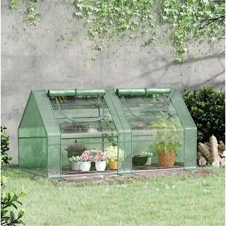 Portable Greenhouse Garden Hot House with 2 PE/PVC Covers, 2 Windows ...