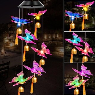 Purple Butterfly Bell Solar Wind Chimes , Unique Moving Wind Chimes ...