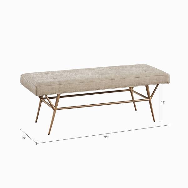 Tan Accent Bench Tufted Top - Bed Bath & Beyond - 38858194