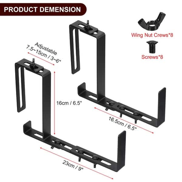 Deck Railing Adjustable Planter Box Brackets Window Box Brackets 3 Pair ...