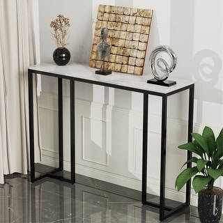 39.4 Inch Entryway Console Table w/Black Metal Legs for Foyer Corridor ...