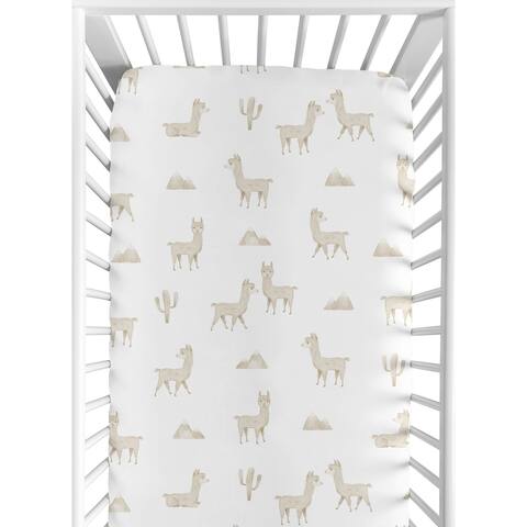 Boho Llama Boy Girl Fitted Crib Sheet - Gender Neutral Beige Taupe Tan ...
