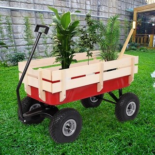 97x43x78cm Iron Wood Four Wheel Wagon,For Garden - Bed Bath & Beyond ...