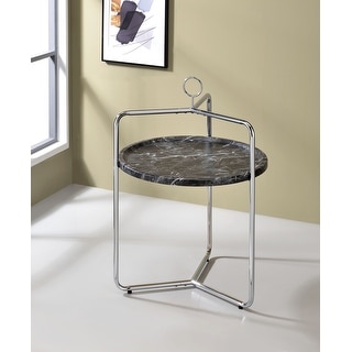 Side Table Black Faux-marble Molded Tray with Lip - Bed Bath & Beyond ...