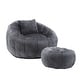 HOMEFUN Chenille Upholstered Round Lazy Cozy Bean Bag Chair with ...