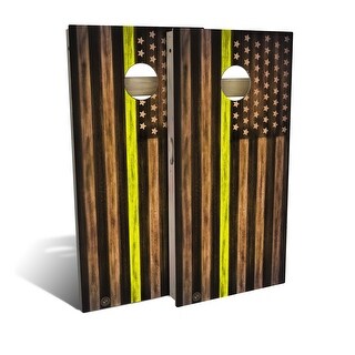Dispatch Thin Yellow Line Charred Wood Cornhole Boards (Includes 8 Bags ...
