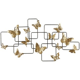 Metal Butterfly Wall Decor with Black Open Rectangles - Gold - Roche ...