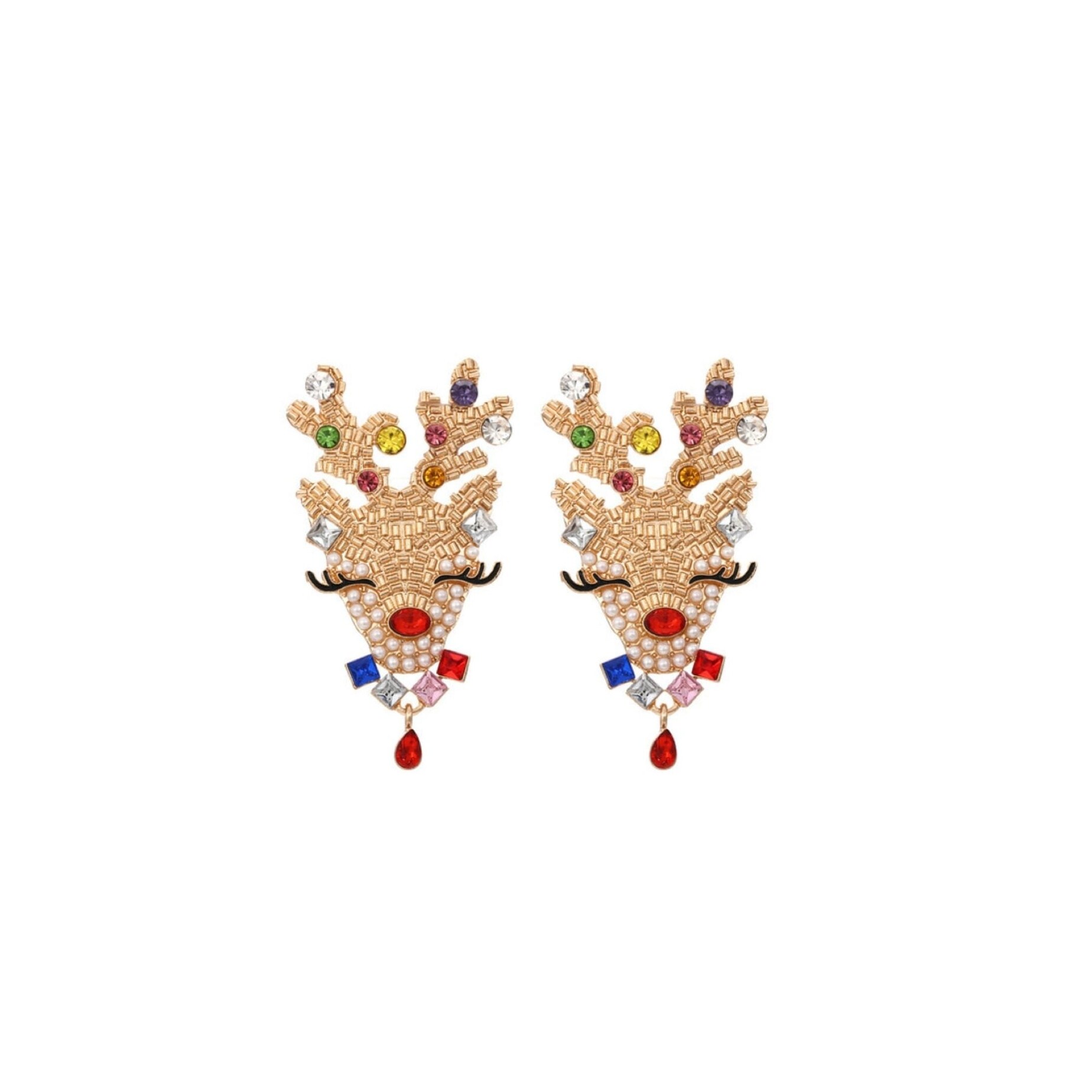 Multi Colored Crystal Reindeer Earrings Bed Bath Beyond 41390167