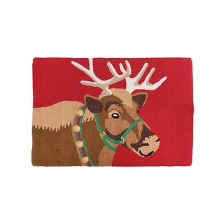 Christmas Reindeer Hooked Rug - 2' x 3' - Bed Bath & Beyond - 37365989