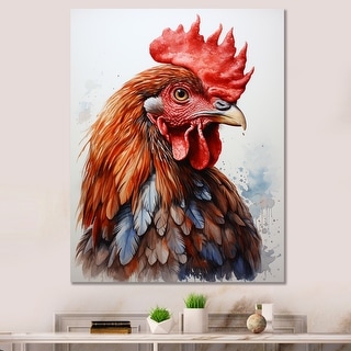Designart "Abstract Rooster Portrait" Animals Rooster Canvas Print ...