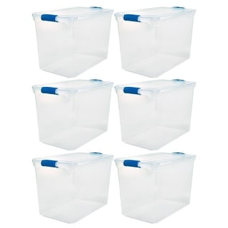 Homz 112 Qt Heavy Duty Clear Plastic Stackable Storage Bins, 6 Pack - 3 ...