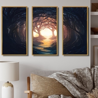Designart "A Dark Forest Leading To Colorful And Bright" Tropical ...