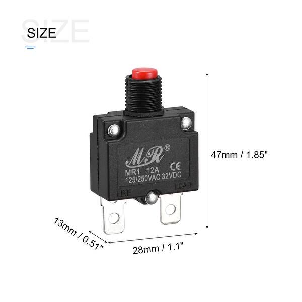 Circuit Overload Protector 12A Push Button with Waterproof Caps 3pcs ...
