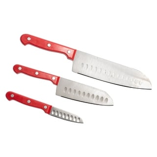 Set of 3 Santoku Knives with Red Handles - Bed Bath & Beyond - 41246486