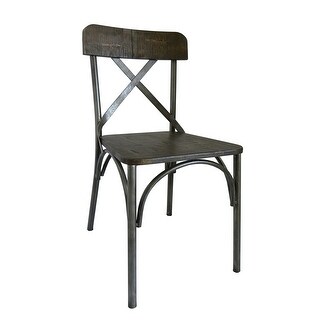 Industrial Metal Dining Chair with wood seat, Set of 2 - Bed Bath ...
