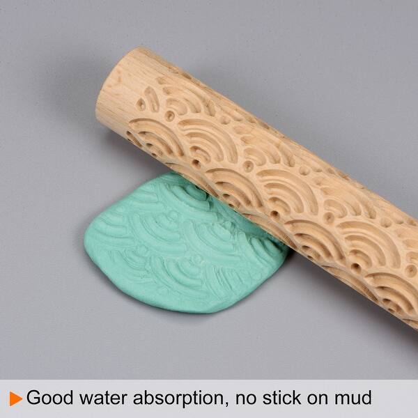 Wood Clay Roller Sea Water Texture Rolling Emboss Beech 15cm x 2cm ...