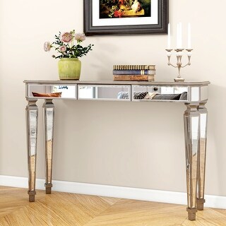 Mirrored Console Table Embedded Sparkling Crystals Diamond - 47.2" x 13 ...