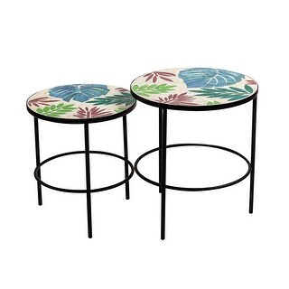 Home View Design 18" and 17" H Round Multicolor Ceramic/Metal Indoor ...