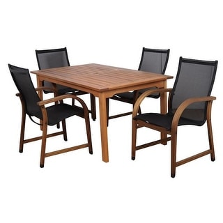Bahamas 5-Piece Outdoor Dining Set Eucalyptus Rectangular Table Patio ...