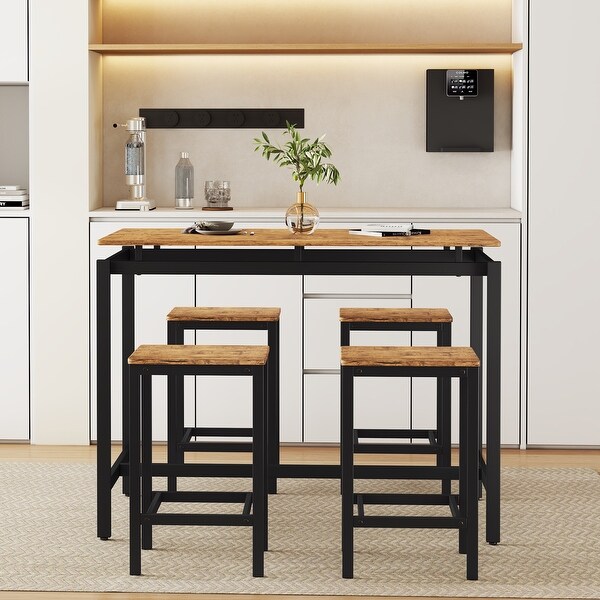 Brown Bar Stools and Dining Table Set 5 Piece Compact Bar Table Set On Sale Bed Bath Beyond 41898275