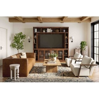 Waylon Rustic Brown Entertainment Center - 88" x 18" x 85" - Bed Bath ...