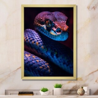 Designart "Blue Anaconda Snake Wildlife Photography I" Animals Snake ...