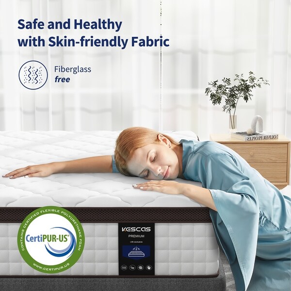 Kescas 12 Inch Memory Foam Medium Firm Innerspring Mattress Full Queen King Size Optional Full